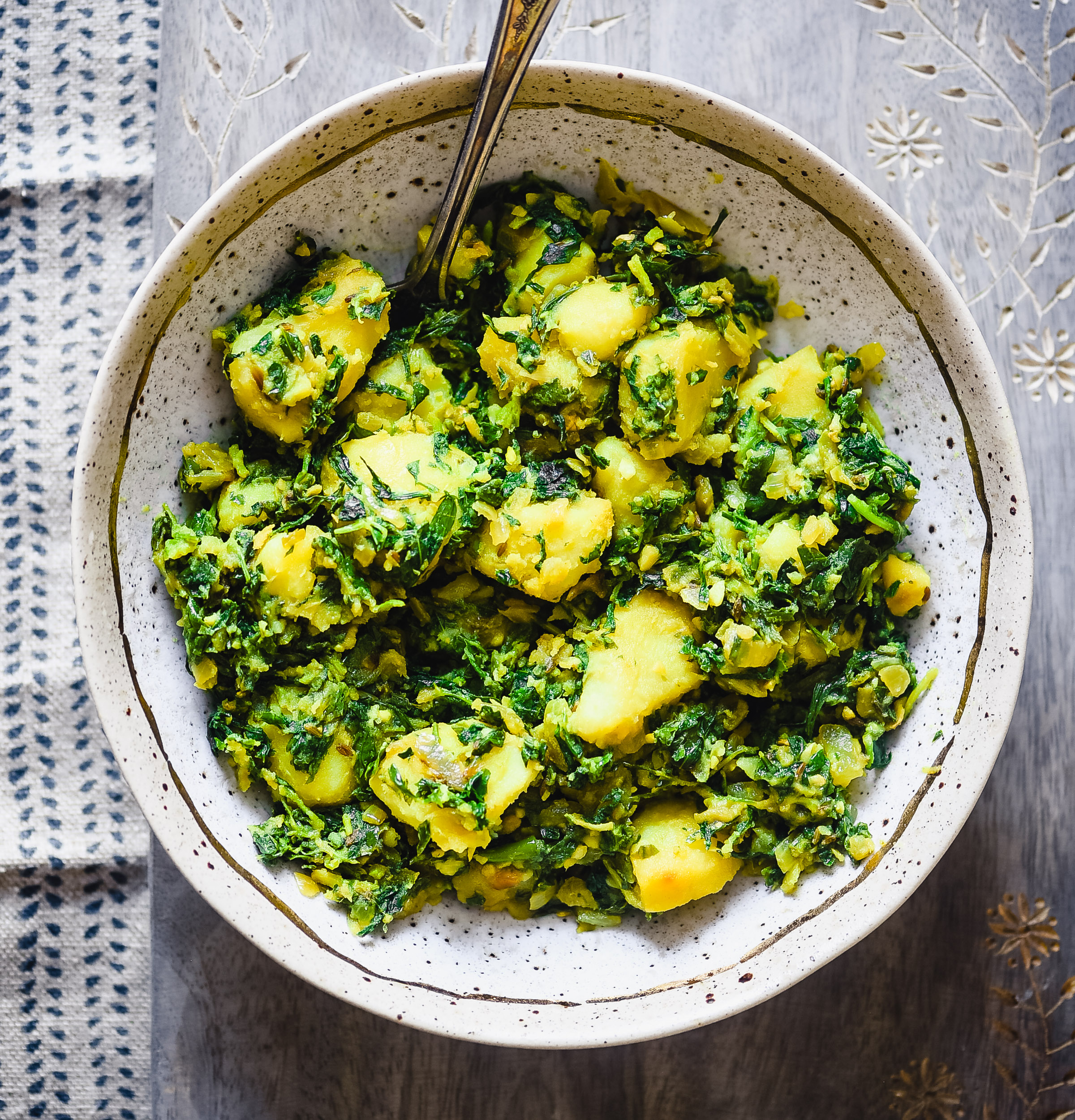 Methi Alu~ Fenugreek & Potato Saúte | Nourish Deliciously