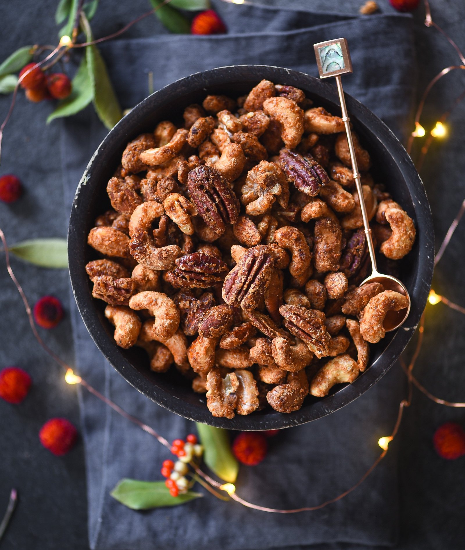 Spicy and Sweet Party Nuts | Nourish Deliciously
