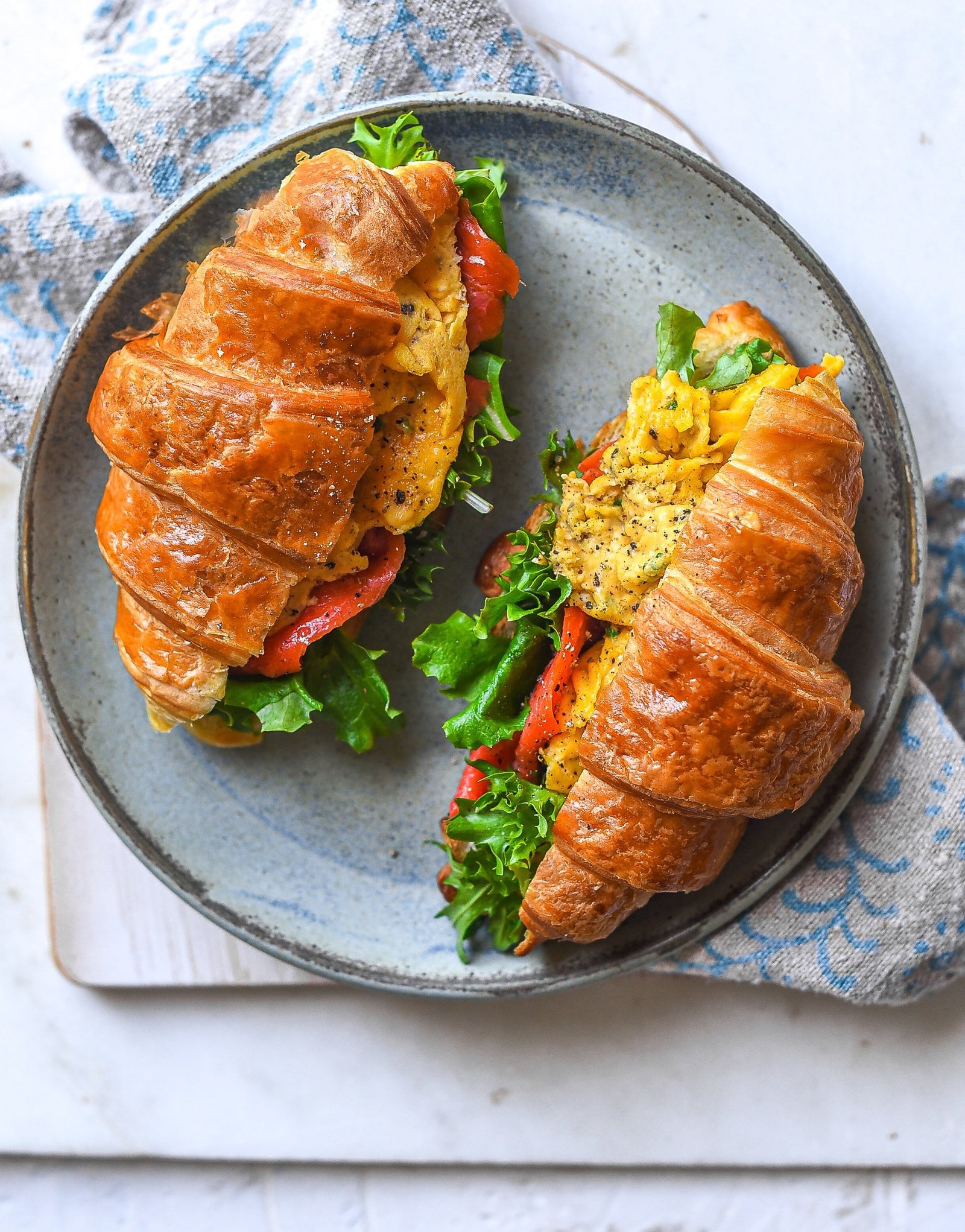 Croissant Breakfast Sandwich with Scrambled Eggs | Nourish Deliciously