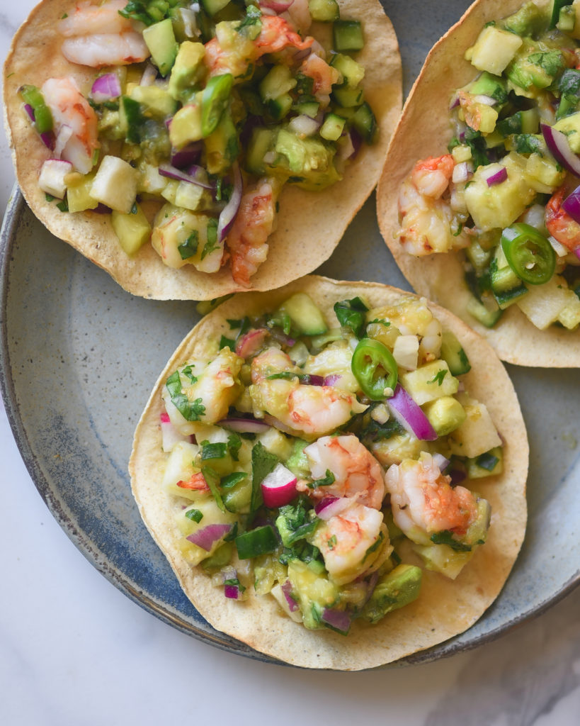 Shrimp Aguachile Tostada | Nourish Deliciously