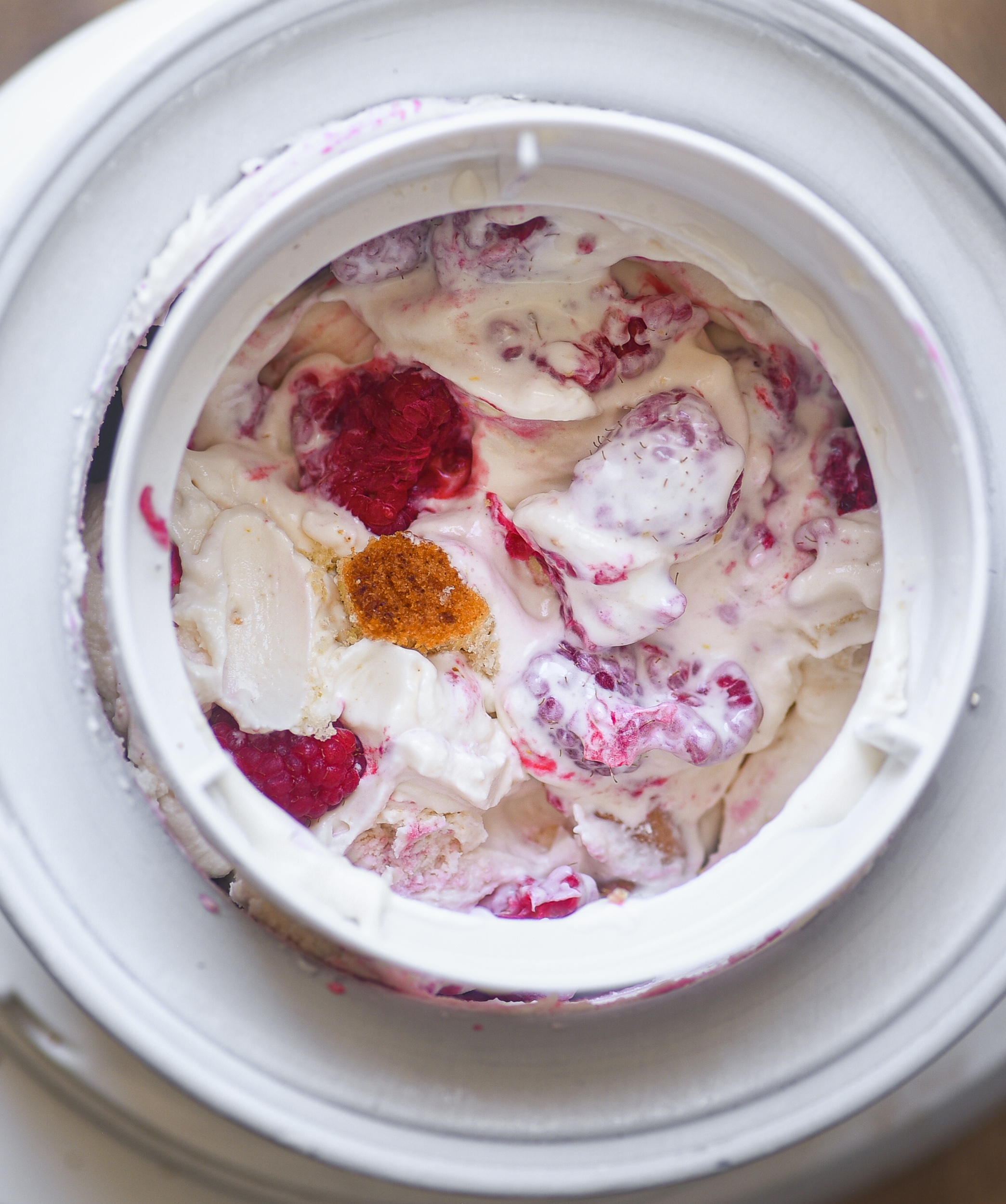 Lemon Ricotta Raspberry Ice cream | Nourish Deliciously