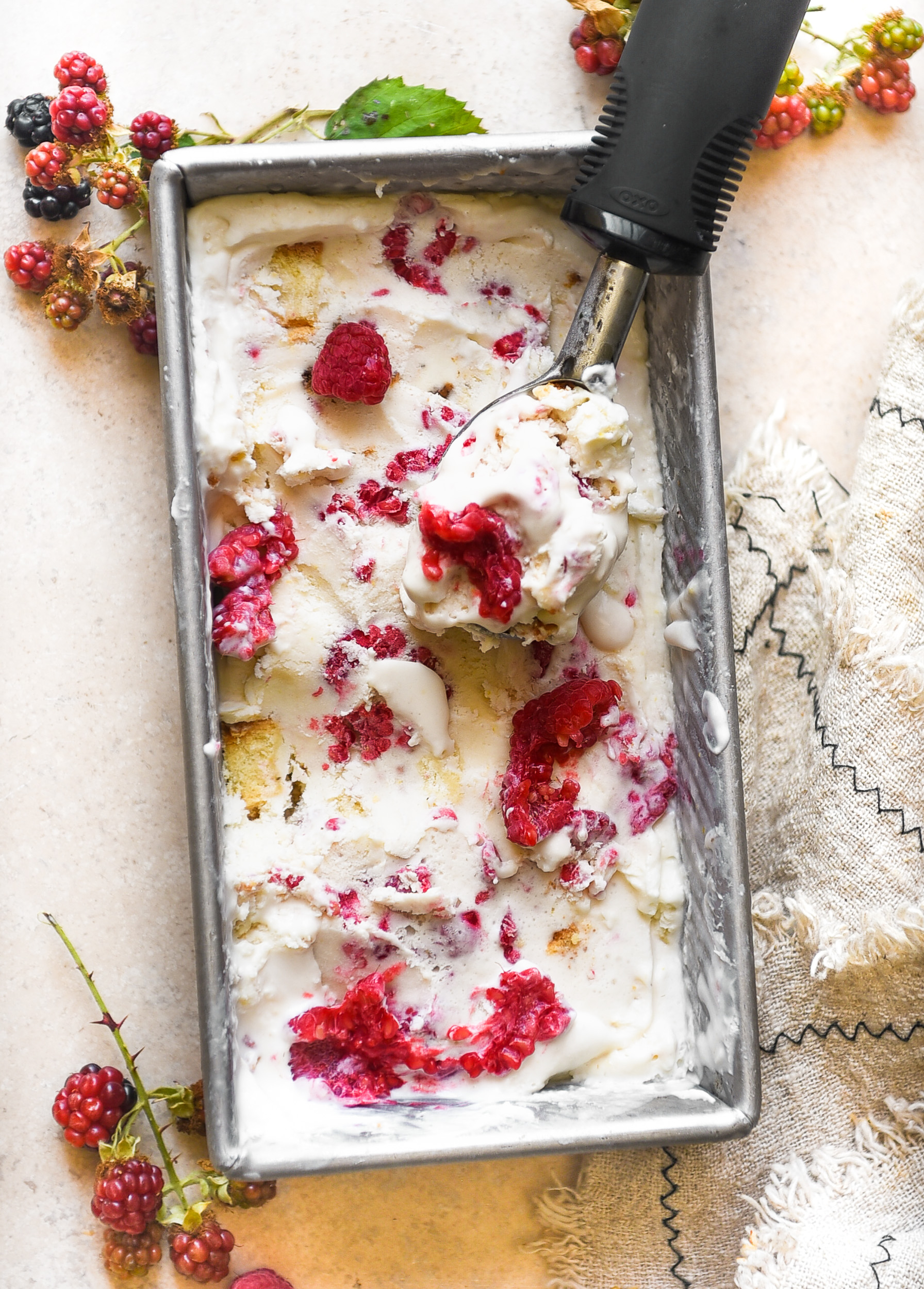 Lemon Ricotta Raspberry Ice cream | Nourish Deliciously