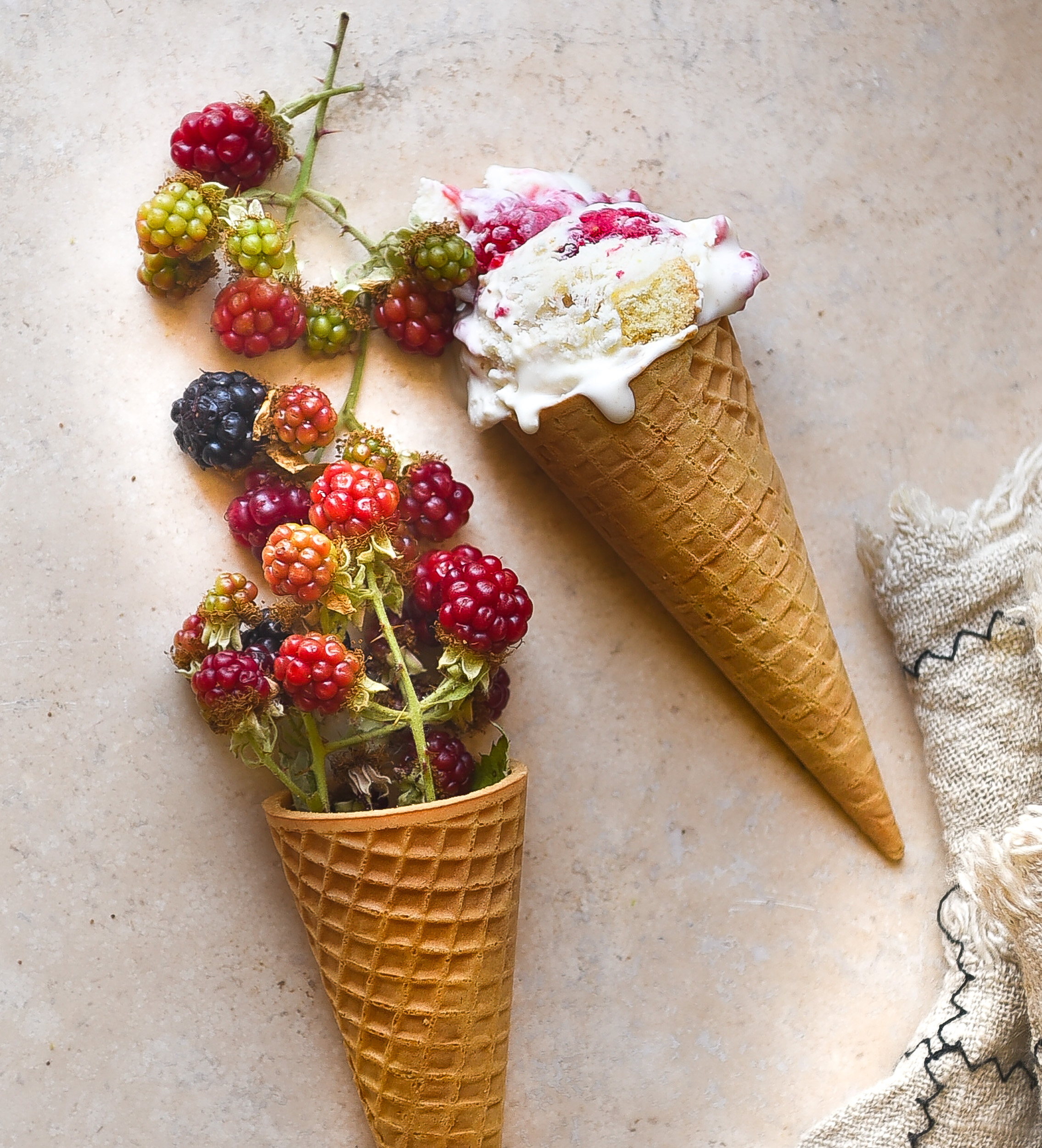 Lemon Ricotta Raspberry Ice cream | Nourish Deliciously