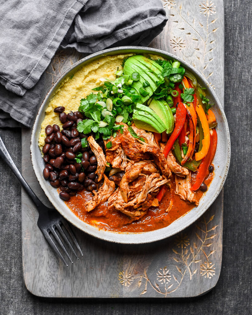 Tinga Chicken Polenta Bowl | Nourish Deliciously