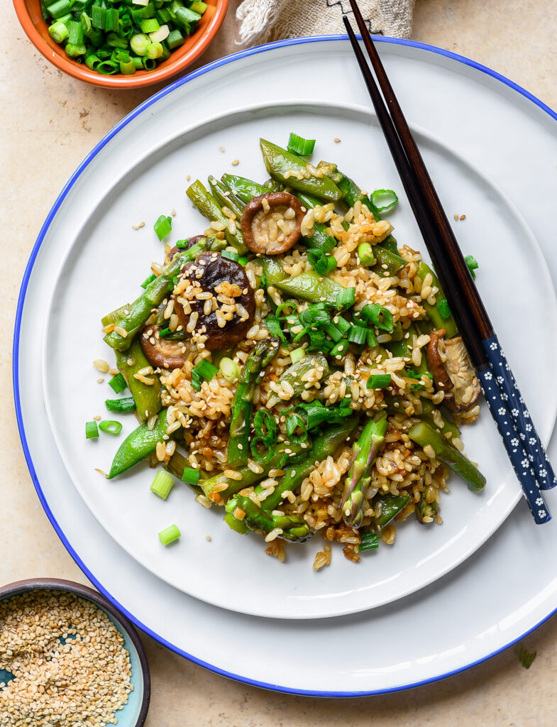 Sesame Ginger Fried Rice with Spring Veggies | Nourish Deliciously
