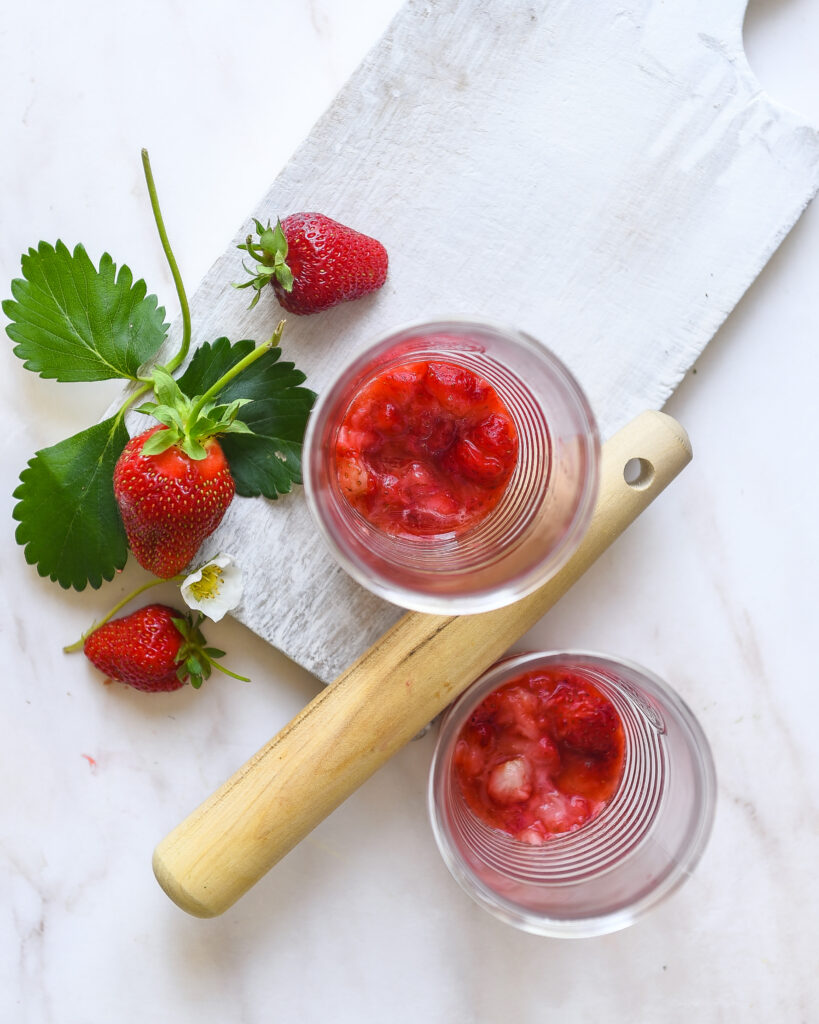 Creamy Tahini Smoothie with Muddled Strawberries | Nourish Deliciously