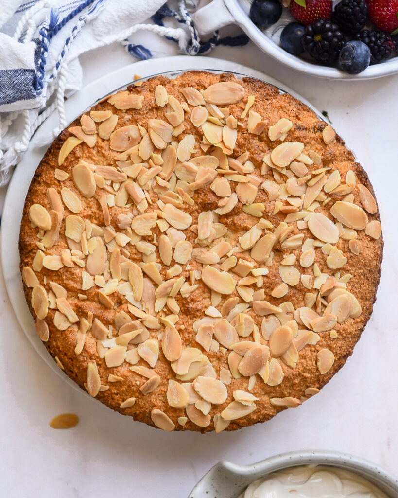 Almond Cake with Berries and Cream | Nourish Deliciously
