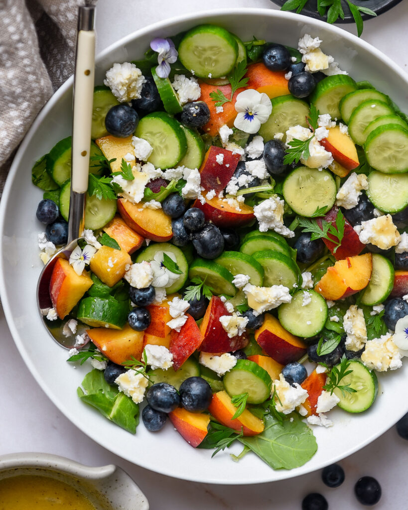 Peach Blueberry Salad with Citrus Vinaigrette | Nourish Deliciously