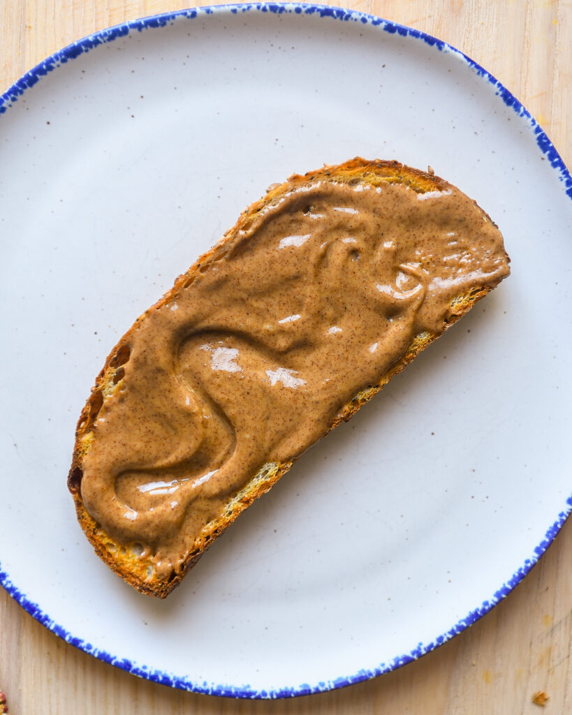Pomegranate Almond Butter Toast | Nourish Deliciously