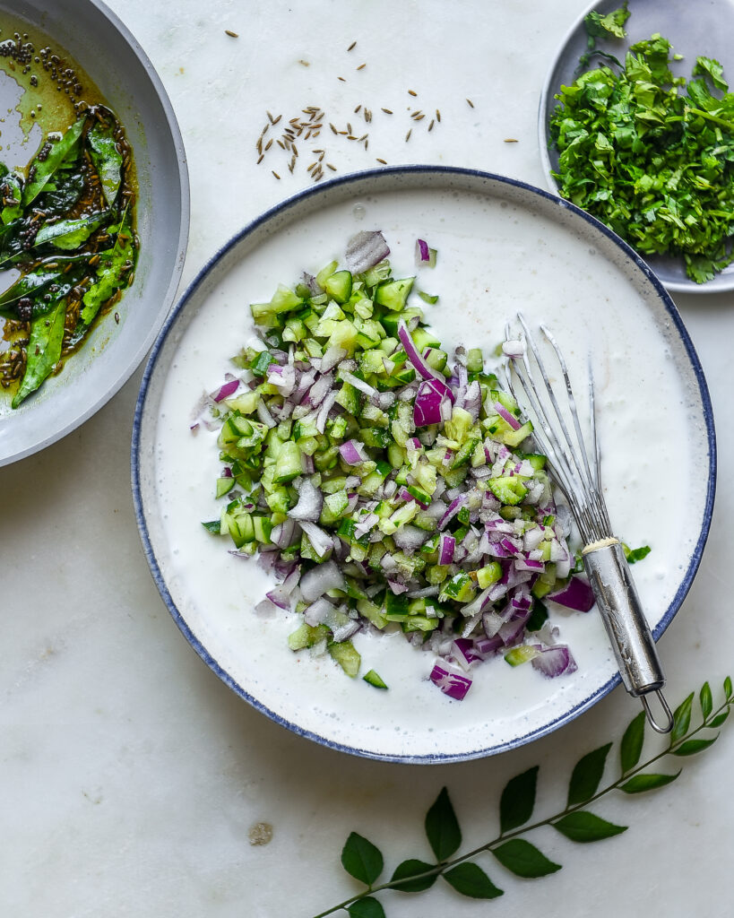 Tadka Raita (Vegetable Raita with Tempering) | Nourish Deliciously