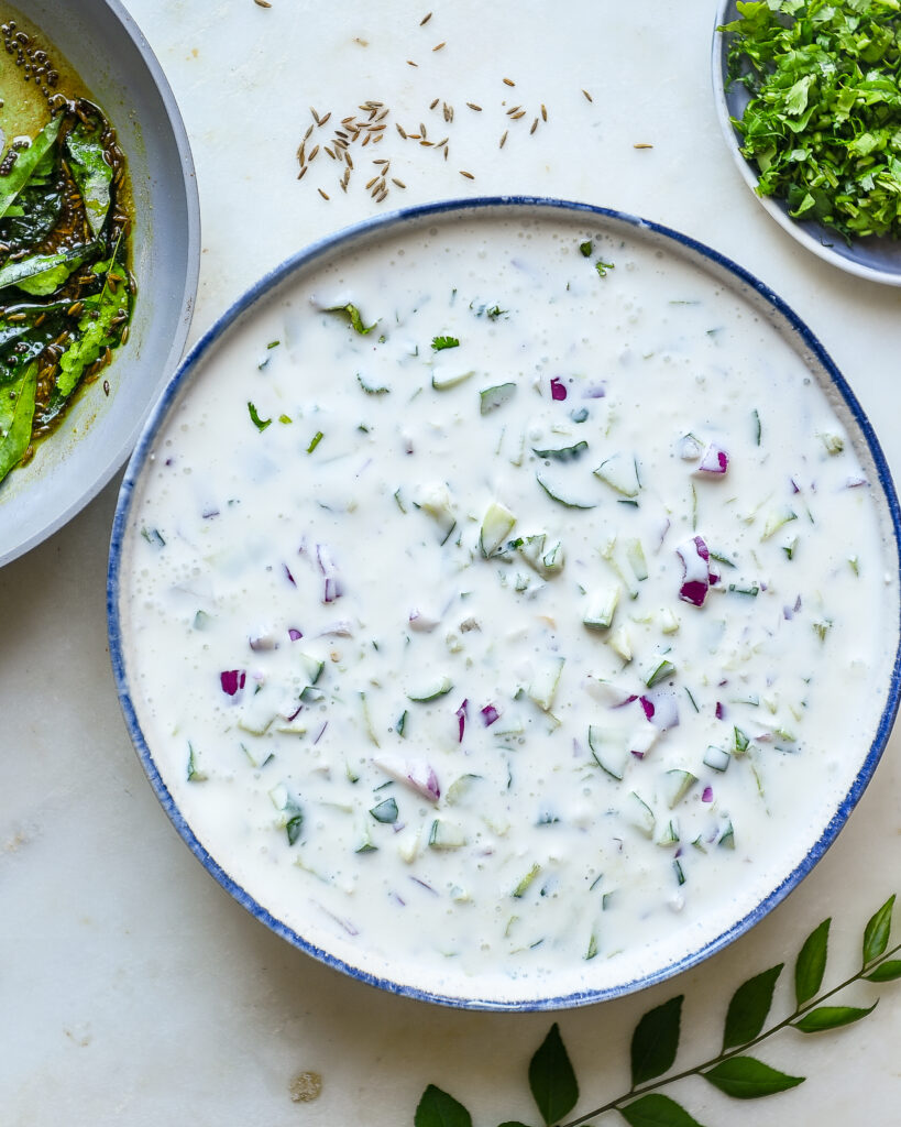 Tadka Raita (Vegetable Raita with Tempering) | Nourish Deliciously