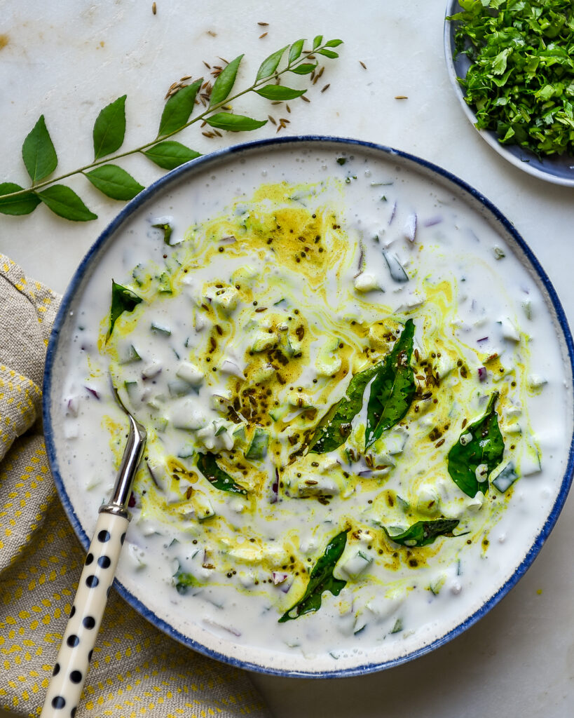 Tadka Raita (Vegetable Raita with Tempering) | Nourish Deliciously